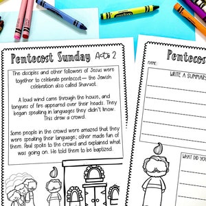 Pentecost Printable Activity Sheets + Craft for Sunday School or Bible ...