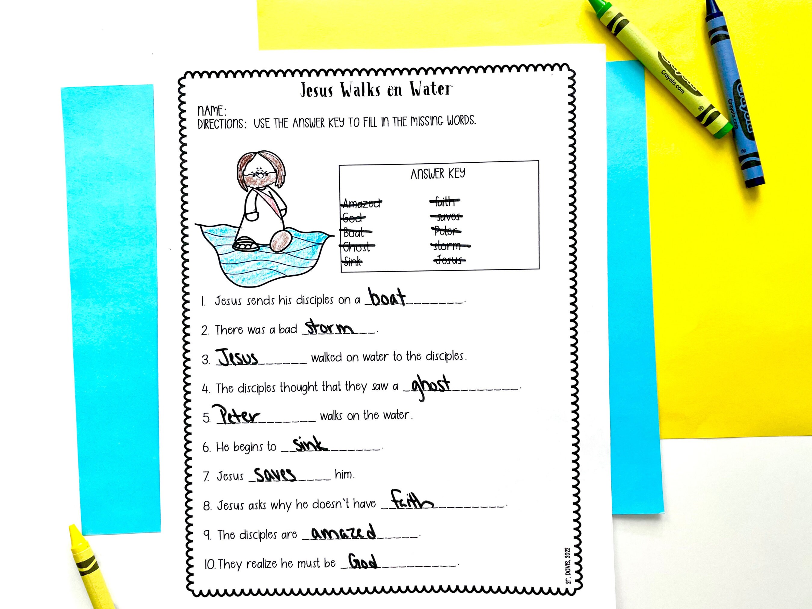Jesus Walks on Water Object Lesson With Printable Activity Sheets Craft ...