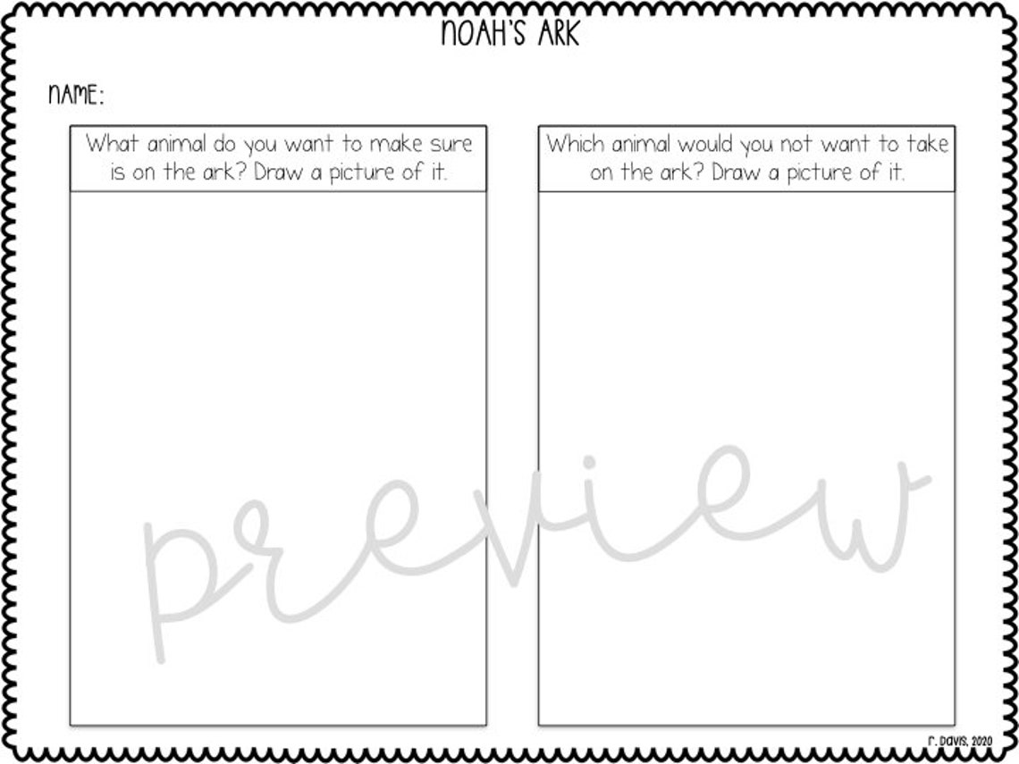 Noah's Ark Coloring Sheets for Sunday School or Homeschool Bible Story ...