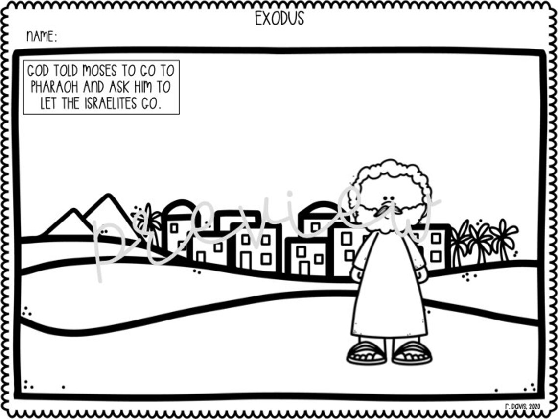 Moses + 10 Plagues in Egypt Coloring Sheets for Sunday School or ...