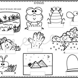 Moses + 10 Plagues in Egypt Coloring Sheets for Sunday School or ...
