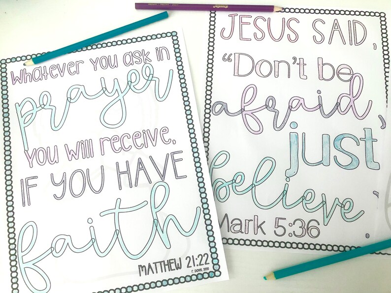 Hojas para colorear de versículos bíblicos sobre la fe / Hojas - Etsy ...