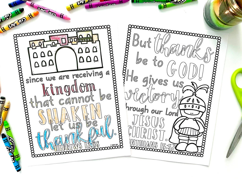 Bible Verse Coloring Sheets About Gratitude for Sunday School - Etsy