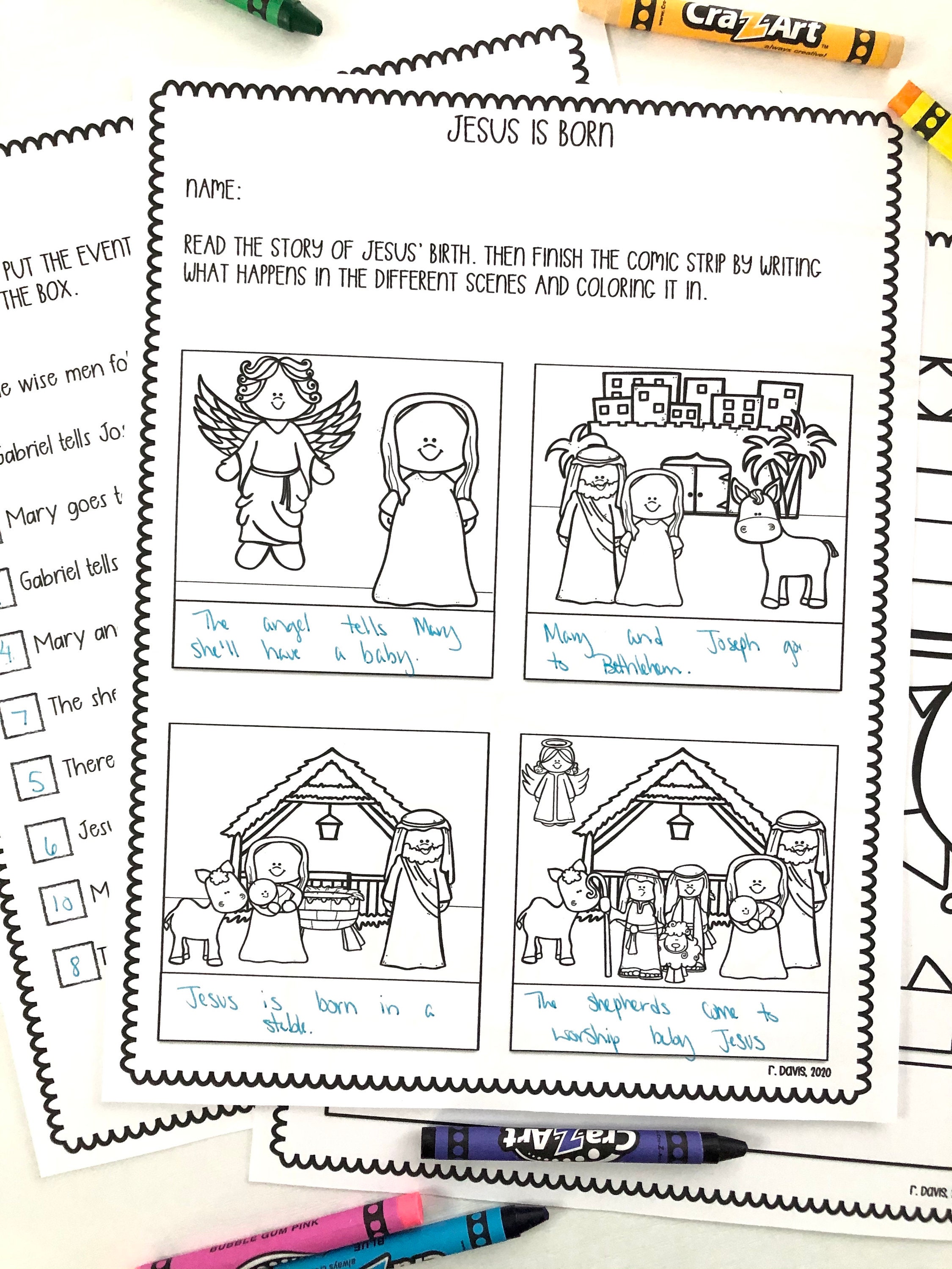 Jesus is Born Christmas Printable Activity Sheets for Sunday School ...
