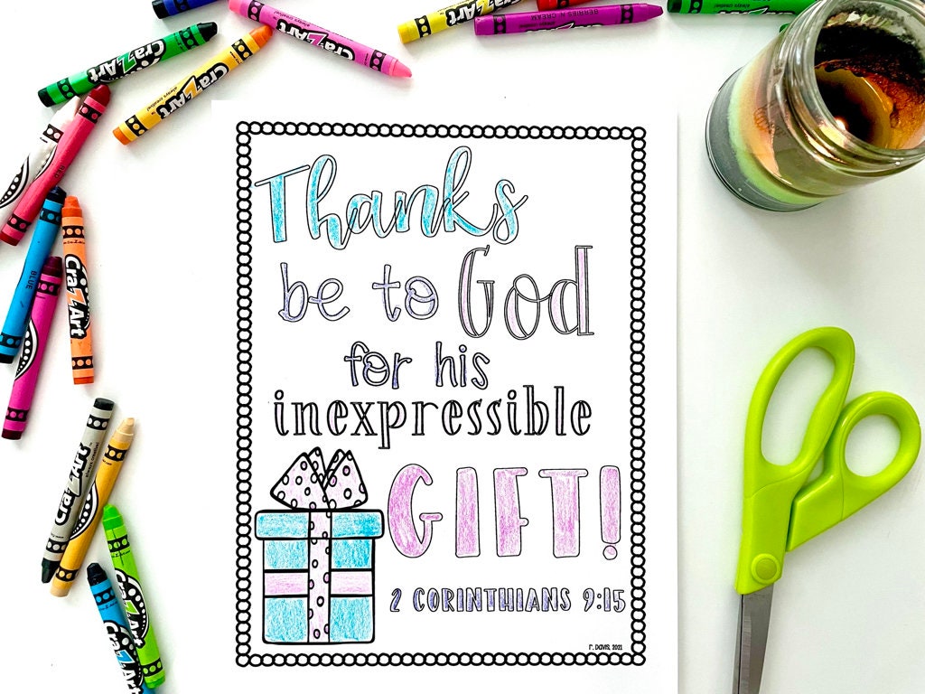 Bible Verse Coloring Sheets About Gratitude for Sunday School - Etsy
