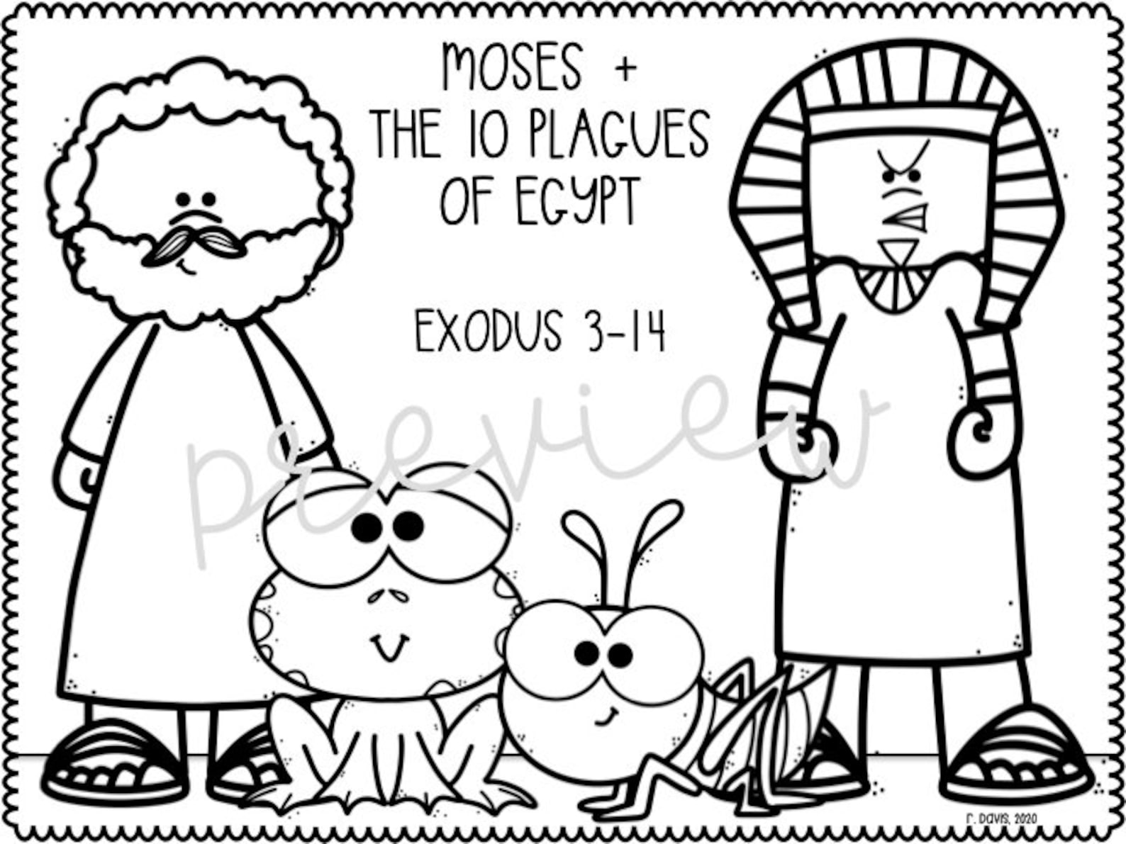 Moses + 10 Plagues in Egypt Coloring Sheets for Sunday School or ...