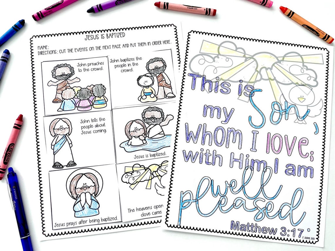 Jesus is Baptized by John the Baptist Printable Activity Sheets Craft ...