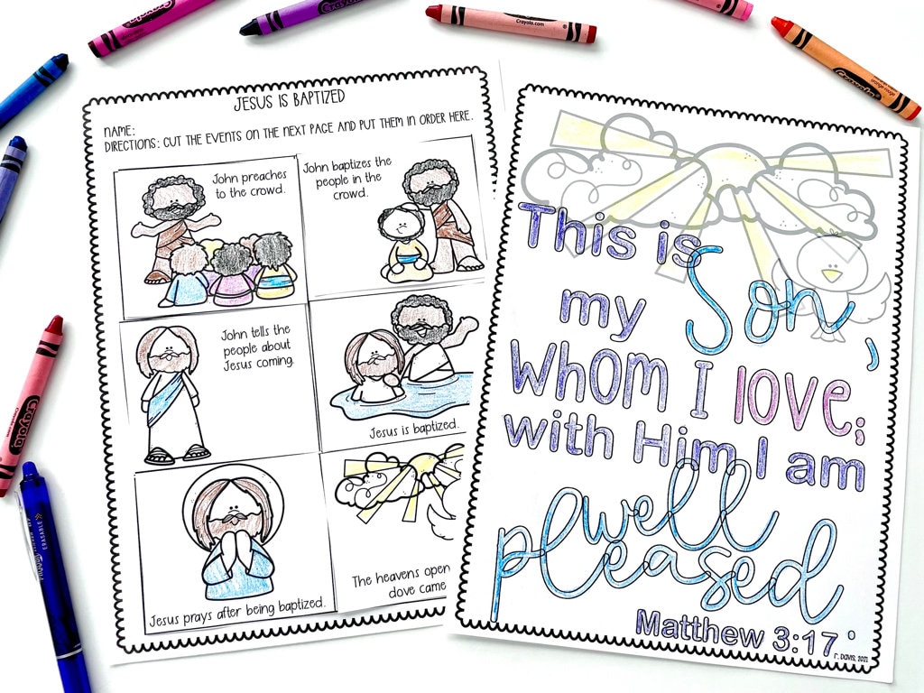 Jesus is Baptized by John the Baptist Printable Activity Sheets + Craft ...