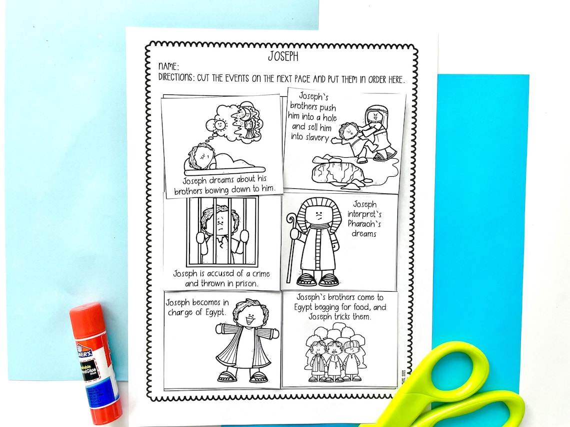 Joseph Printable Activity Sheets + Craft for Sunday School or Bible ...