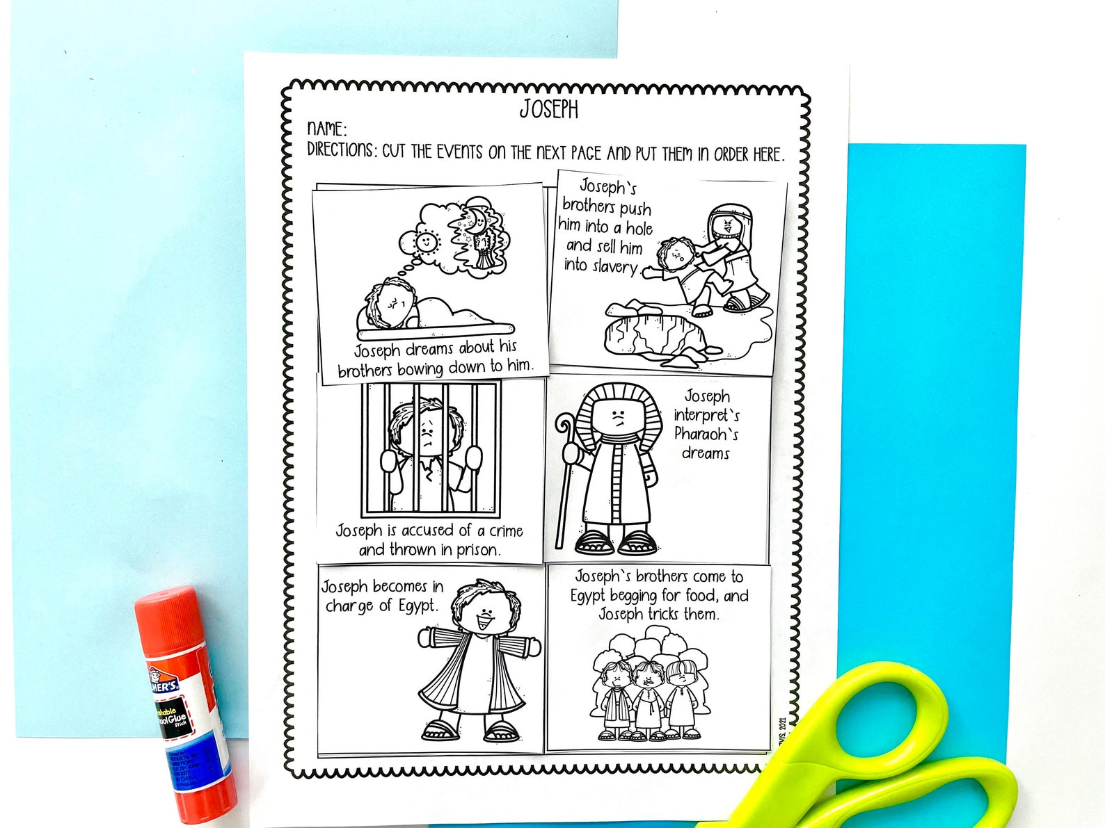 Joseph Printable Activity Sheets + Craft for Sunday School or Bible ...