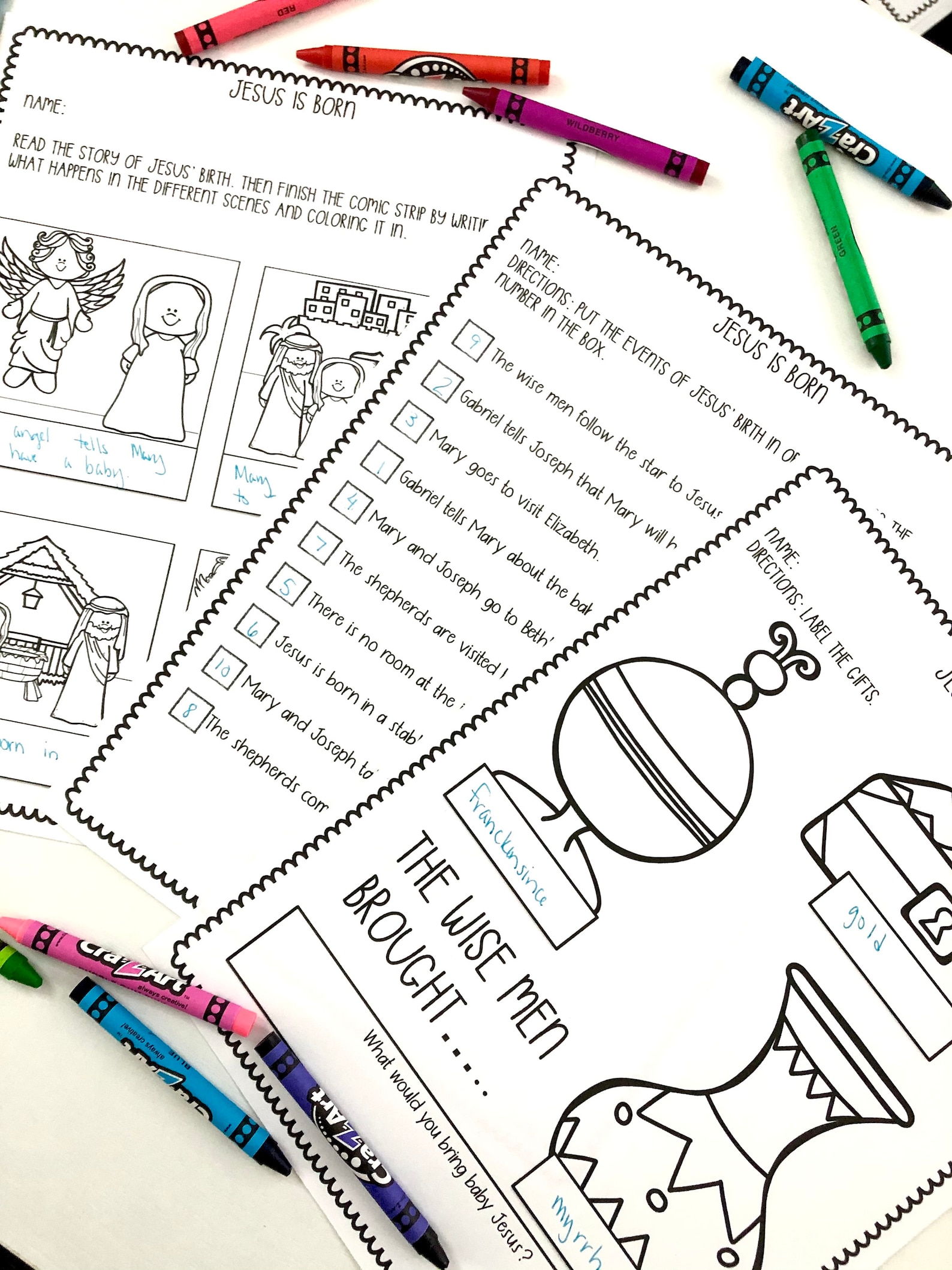 Jesus is Born Christmas Printable Activity Sheets for Sunday School ...