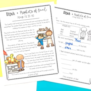 Elijah + the Prophets of Baal Interactive Bible Lesson With Printables ...