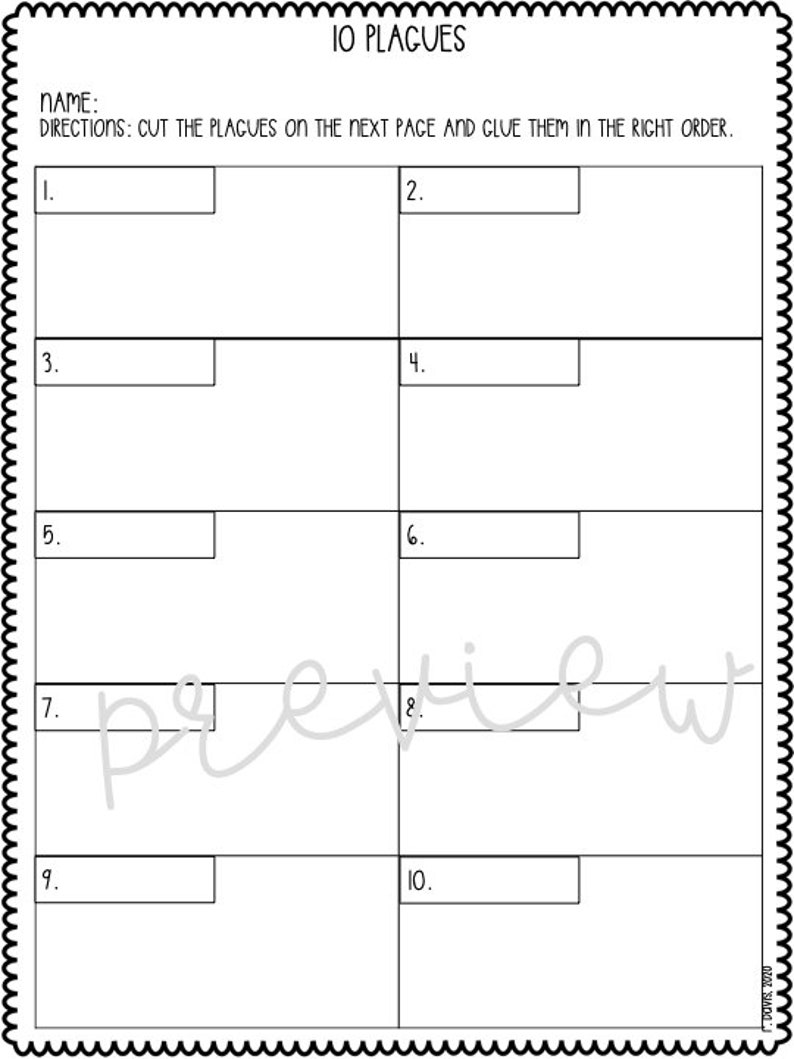 Moses + 10 Plagues in Egypt Printable Activity Sheets for Sunday School ...