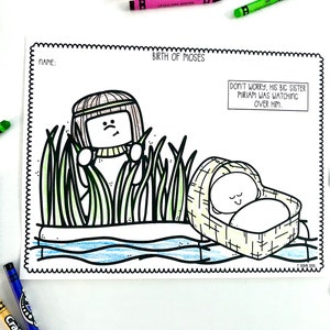 Birth of Moses Coloring Sheets for Sunday School or Homeschool || Bible ...
