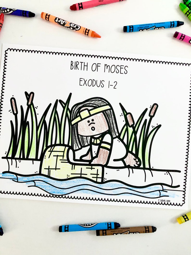 Birth of Moses Coloring Sheets for Sunday School or Homeschool || Bible ...