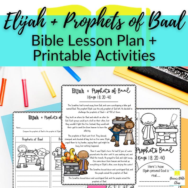Elijah + the Prophets of Baal Interactive Bible Lesson With Printables ...