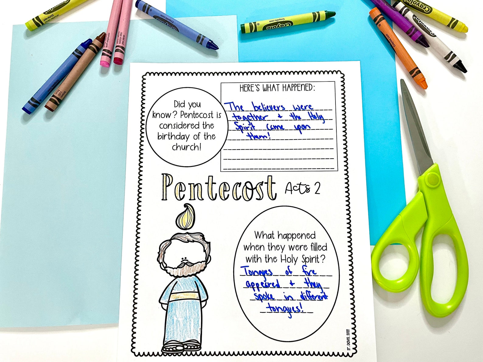 Pentecost Printable Activity Sheets + Craft for Sunday School or Bible ...