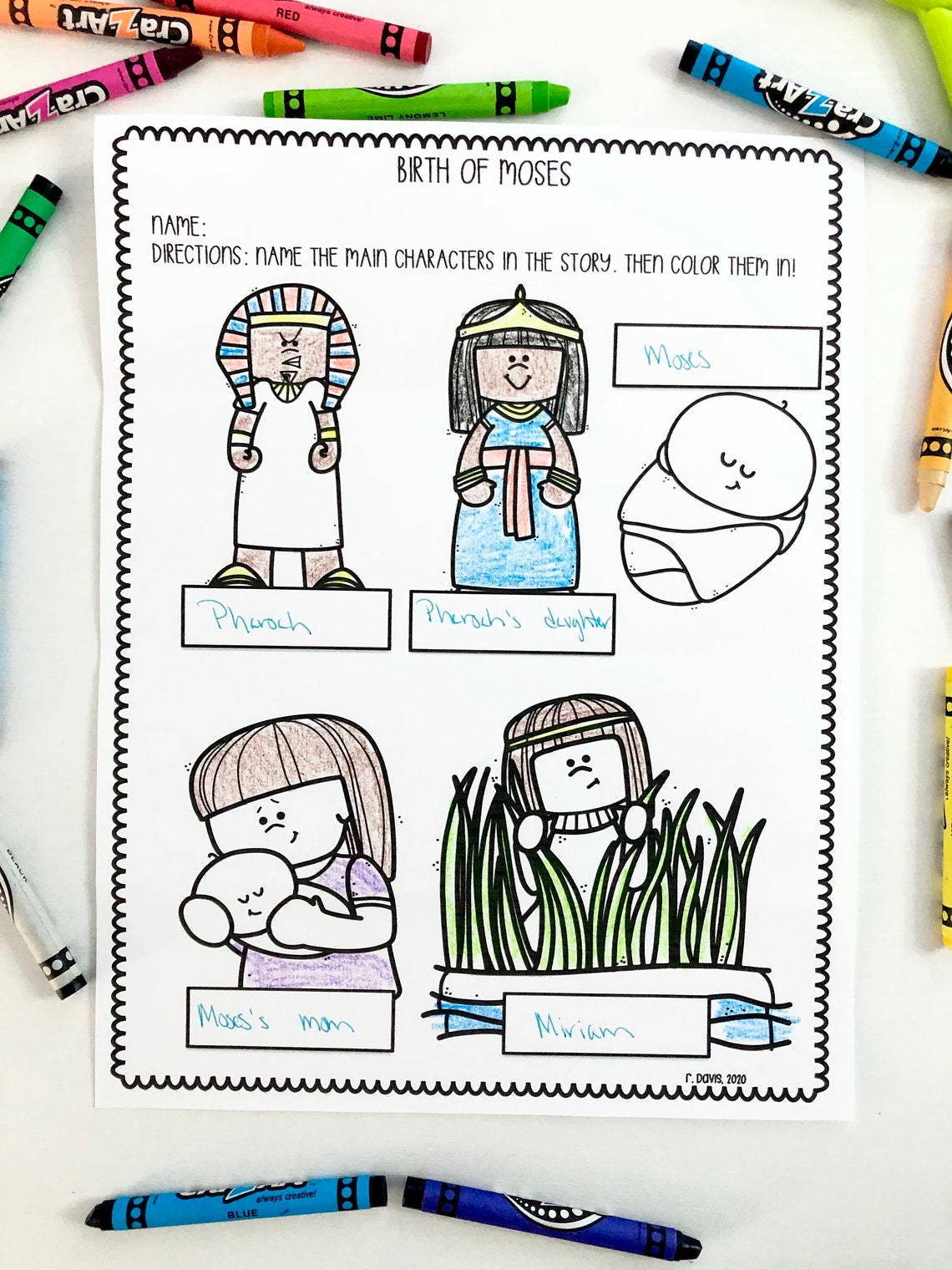 Birth of Moses Printable Activity Sheets for Sunday School || Bible ...