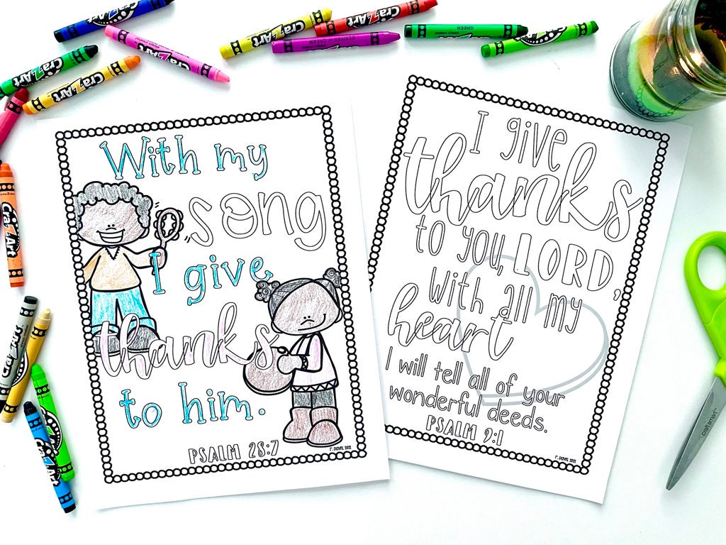 Bible Verse Coloring Sheets About Gratitude for Sunday School - Etsy