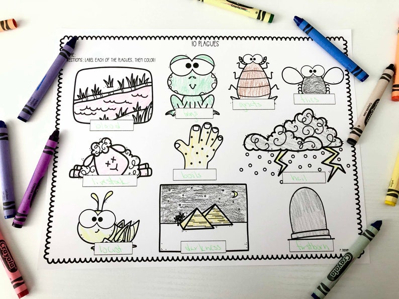 Moses + 10 Plagues in Egypt Coloring Sheets for Sunday School or ...