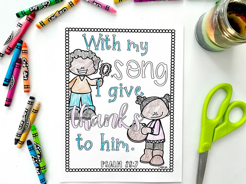 Bible Verse Coloring Sheets About Gratitude for Sunday School - Etsy