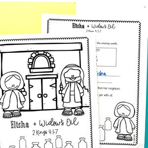 Elisha Widow's Oil Miracle Bible Lesson With Printable Activity Sheets ...