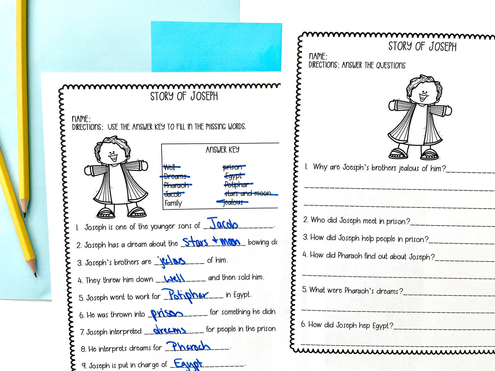 Joseph Printable Activity Sheets + Craft for Sunday School or Bible ...