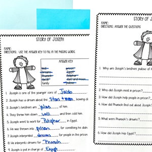 Joseph Printable Activity Sheets + Craft for Sunday School or Bible ...