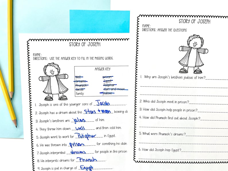 Joseph Printable Activity Sheets + Craft for Sunday School or Bible ...