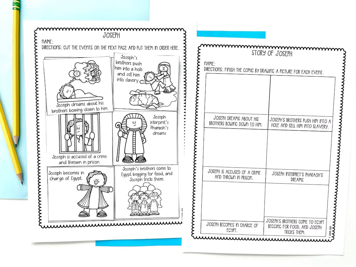Joseph Printable Activity Sheets + Craft for Sunday School or Bible ...