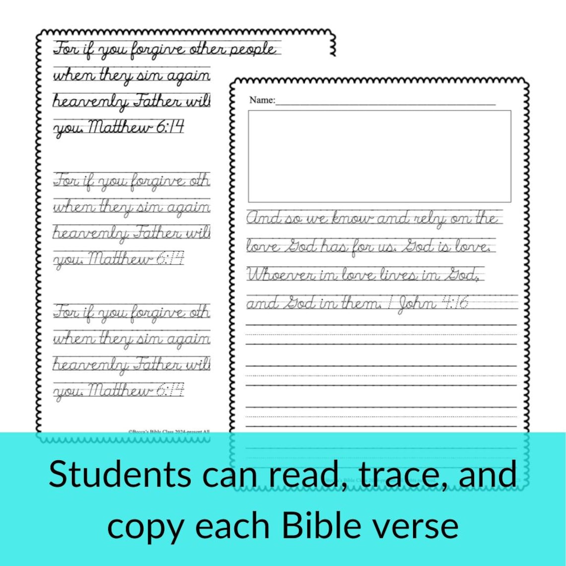 Verses About Forgiveness Cursive Bible Based Handwriting Practice for ...