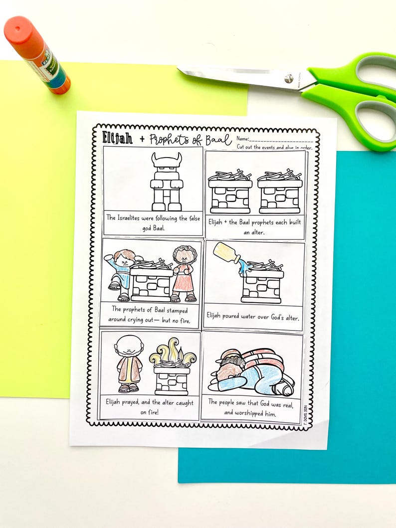 Elijah + the Prophets of Baal Interactive Bible Lesson With Printables ...