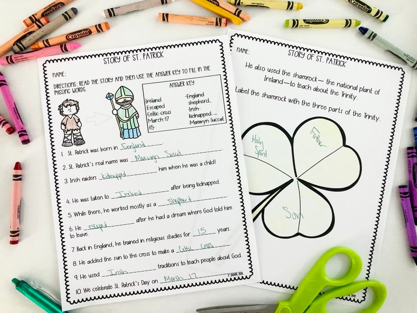 St. Patrick Story + Activity Sheets for Sunday School or Homeschool - Etsy