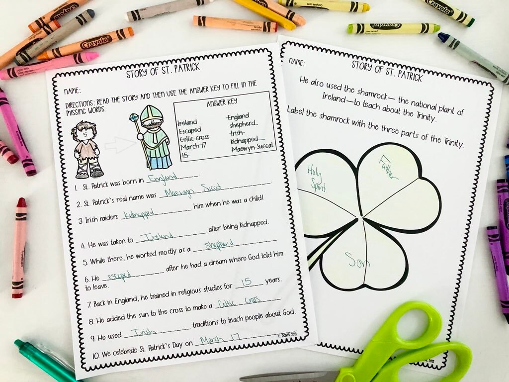 St. Patrick Story + Activity Sheets for Sunday School or Homeschool - Etsy