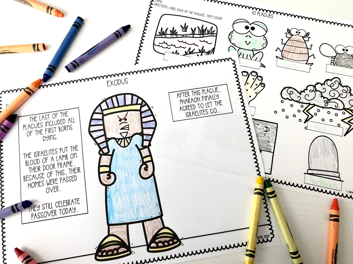 Moses + 10 Plagues in Egypt Coloring Sheets for Sunday School or ...