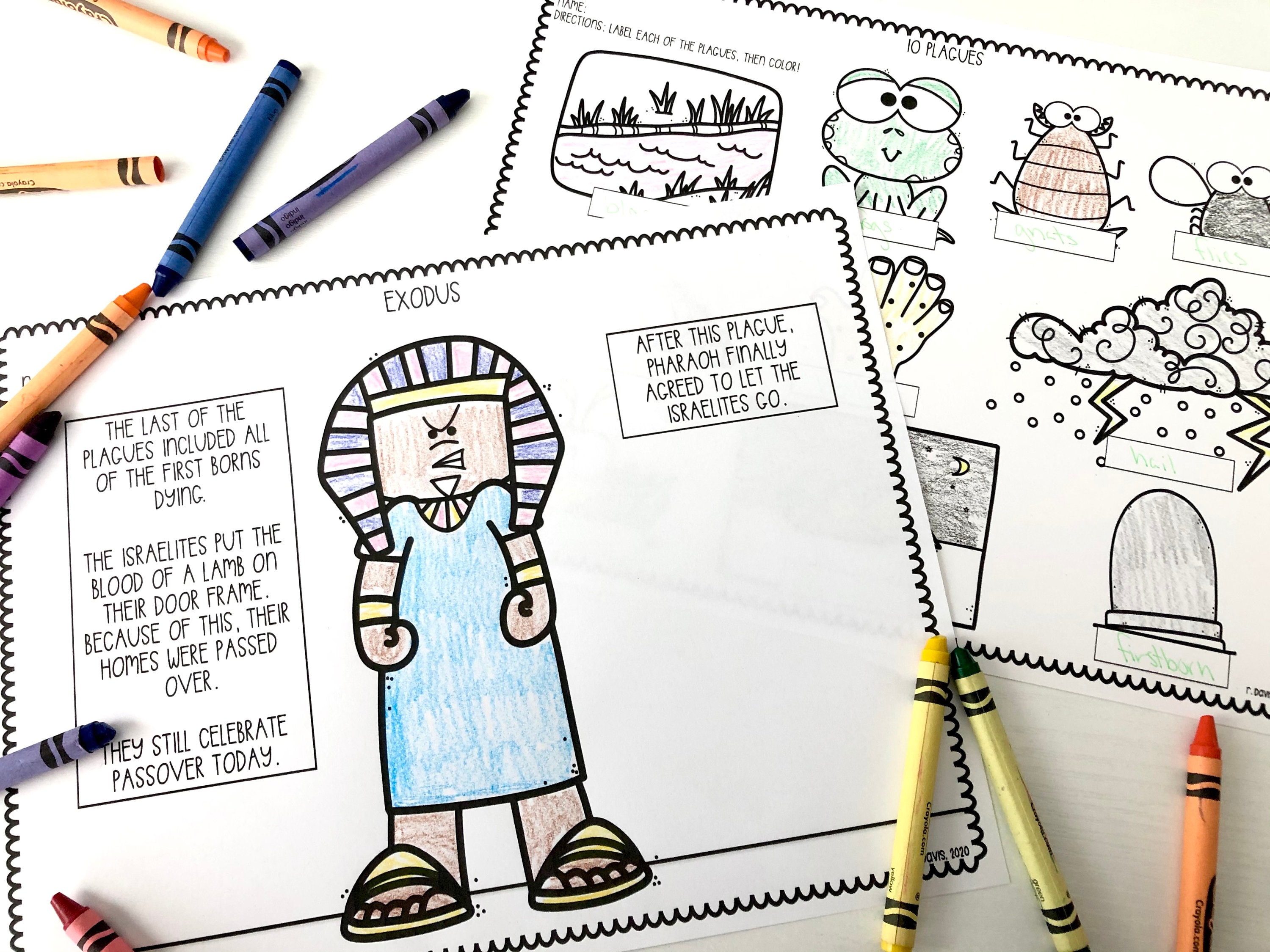 Moses + 10 Plagues in Egypt Coloring Sheets for Sunday School or ...