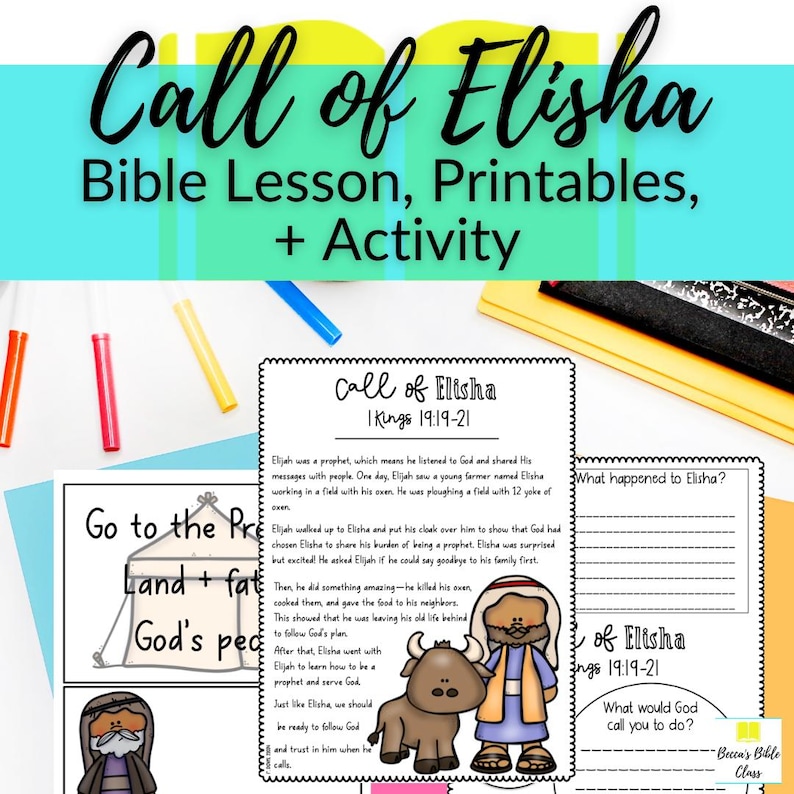 The Call of Elisha Bible Lesson + Kids Sermon With Printables + Craft ...