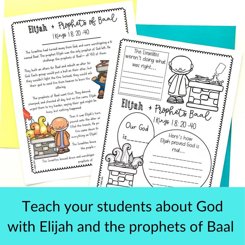 Elijah + the Prophets of Baal Interactive Bible Lesson With Printables ...