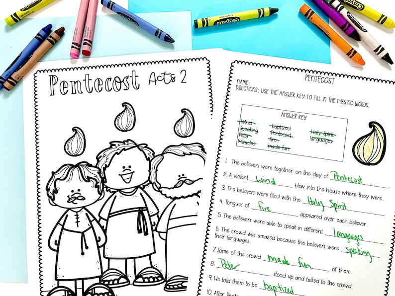 Pentecost Printable Activity Sheets + Craft for Sunday School or Bible ...