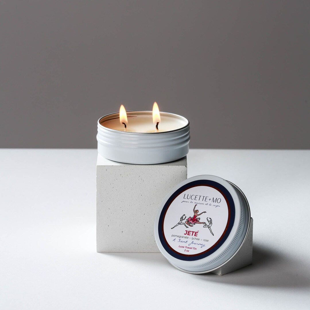 Jeté 2oz Luxury Candle Tin Lychee & Rose Petal Scent Elegant and Demure ...