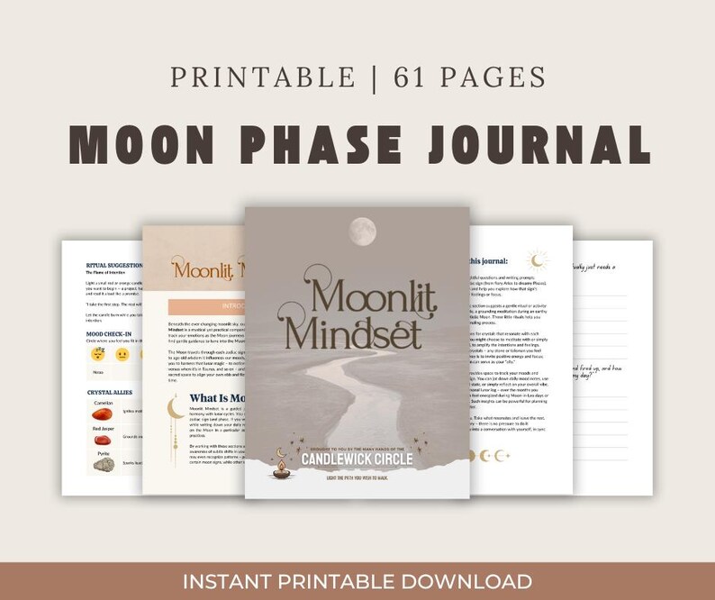 Moon Phase Journal Printable | Lunar Astrology Self-reflection Workbook ...