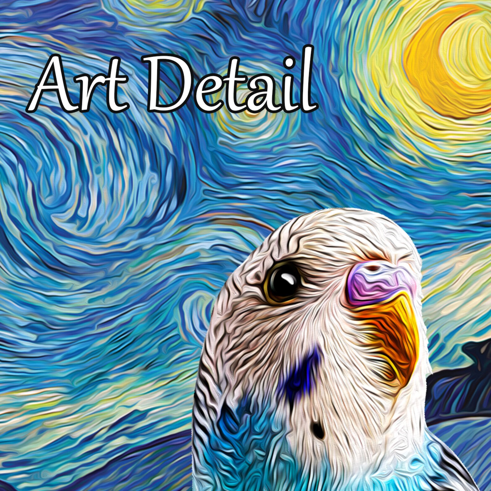 Parakeet Starry Night, Van Gogh Print, Budgie Art Poster, Parakeet ...