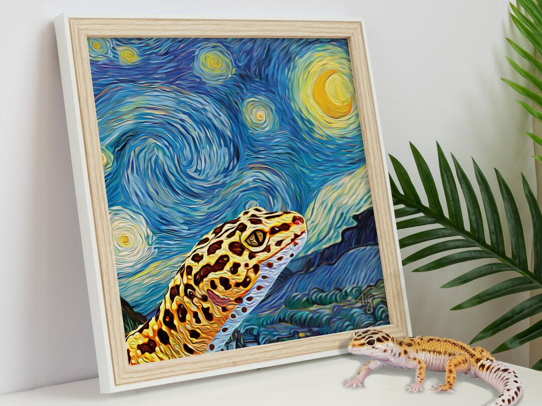 Leopard Gecko Starry Night Van Gogh Print Leopard Gecko Art - Etsy