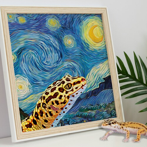 Leopard Gecko Starry Night Van Gogh Print Leopard Gecko Art - Etsy