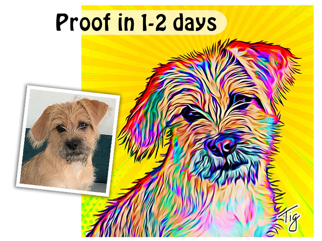 Custom Wild Colors Pop Art Portrait of Your Pet, Dog Portrait From Your ...