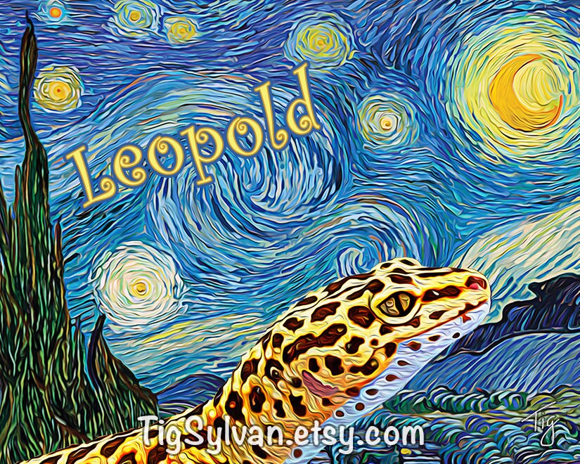 Leopard Gecko Starry Night Van Gogh Print Leopard Gecko Art - Etsy