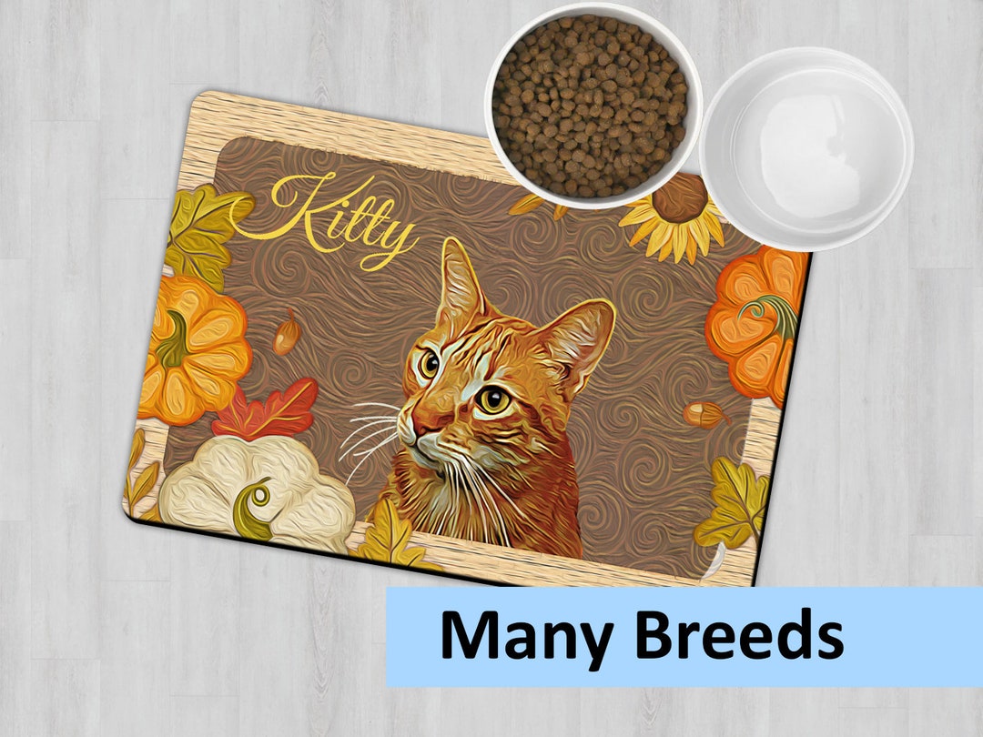 Personalized Fall Cat Placemat, Cat Fall Decor, Thanksgiving Cat ...
