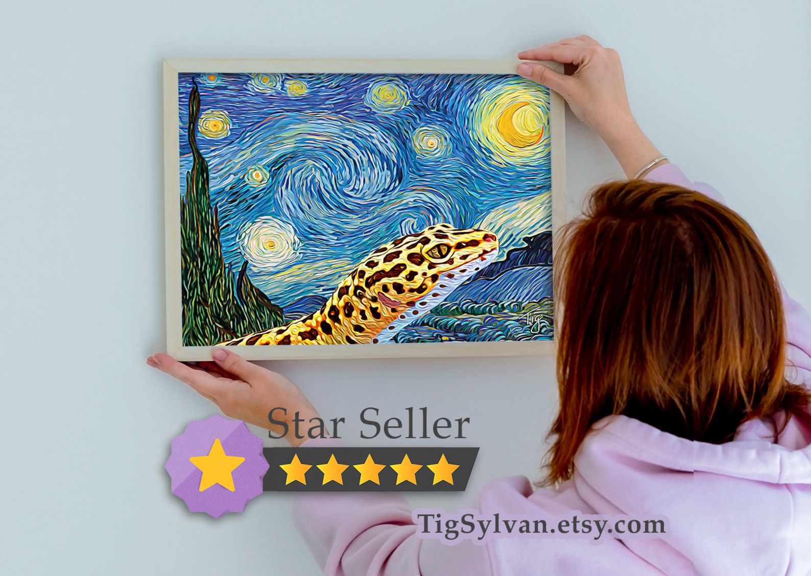 Leopard Gecko Starry Night Van Gogh Print Leopard Gecko Art - Etsy