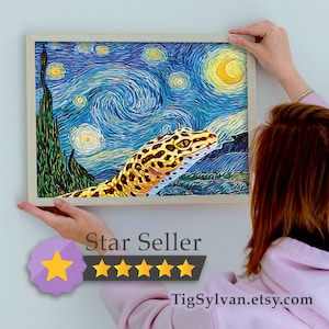 Leopard Gecko Starry Night Van Gogh Print Leopard Gecko Art - Etsy