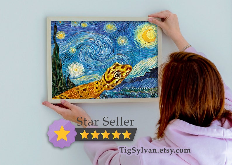 Leopard Gecko Starry Night V3 Van Gogh Print Banded Gecko - Etsy